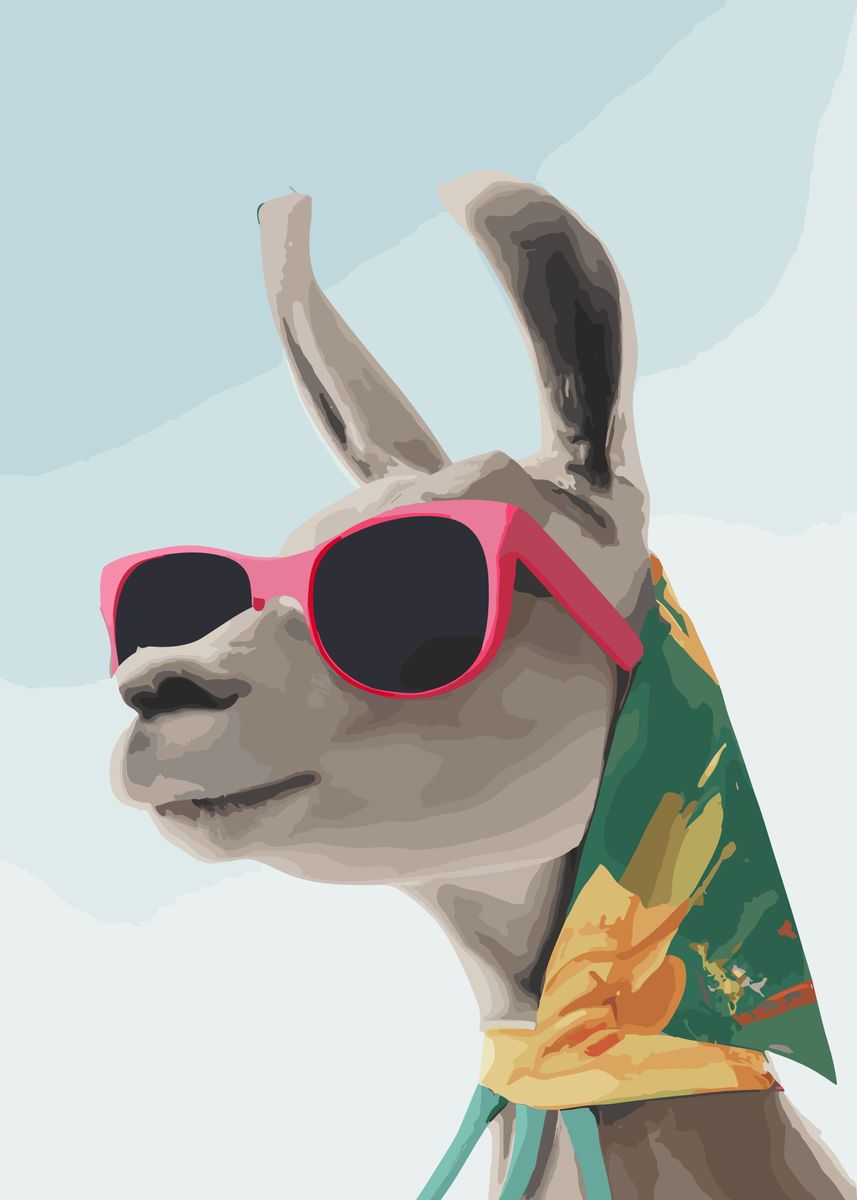 'Holiday Fashion Lama' Poster, picture, metal print, paint by maxdesign ...