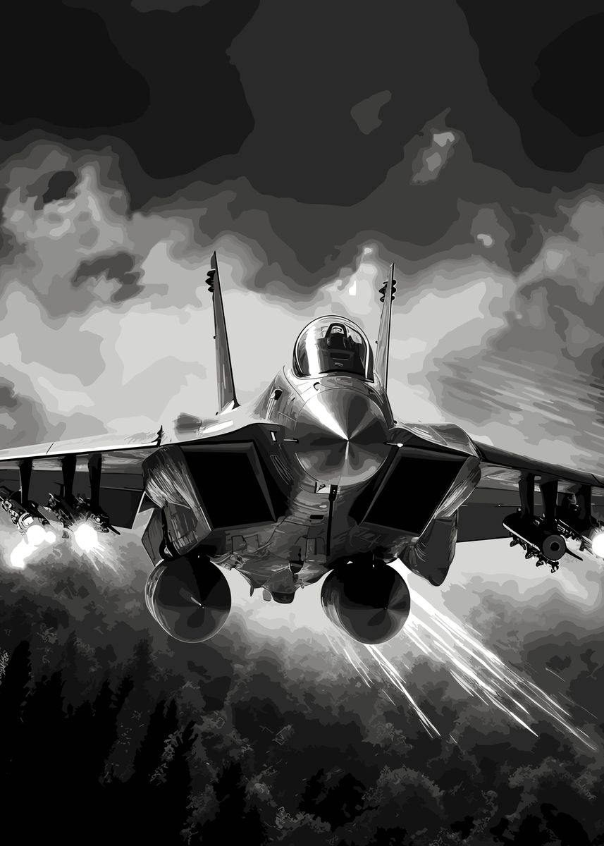 'Jet Fighter' Poster, picture, metal print, paint by Blue Minimalistic ...