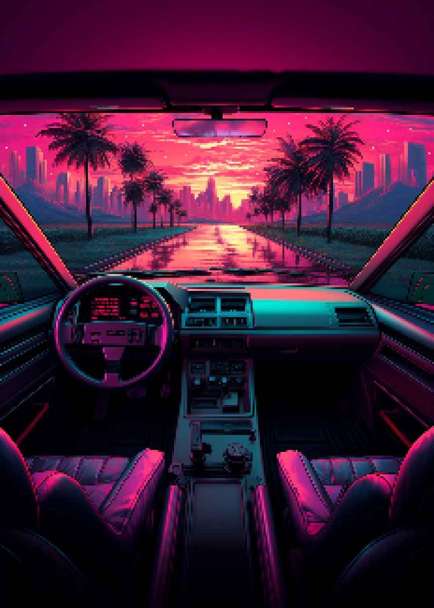 'Car Interior Pixel Art' Poster, picture, metal print, paint by LVTFCO ...