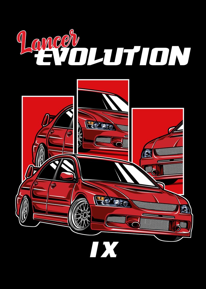 'Lancer Evolution IX 9' Poster, picture, metal print, paint by The ...