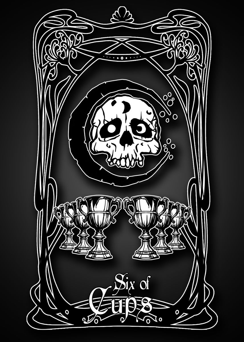 'Tarot Six of Cups' Poster, picture, metal print, paint by LouteCrea ...