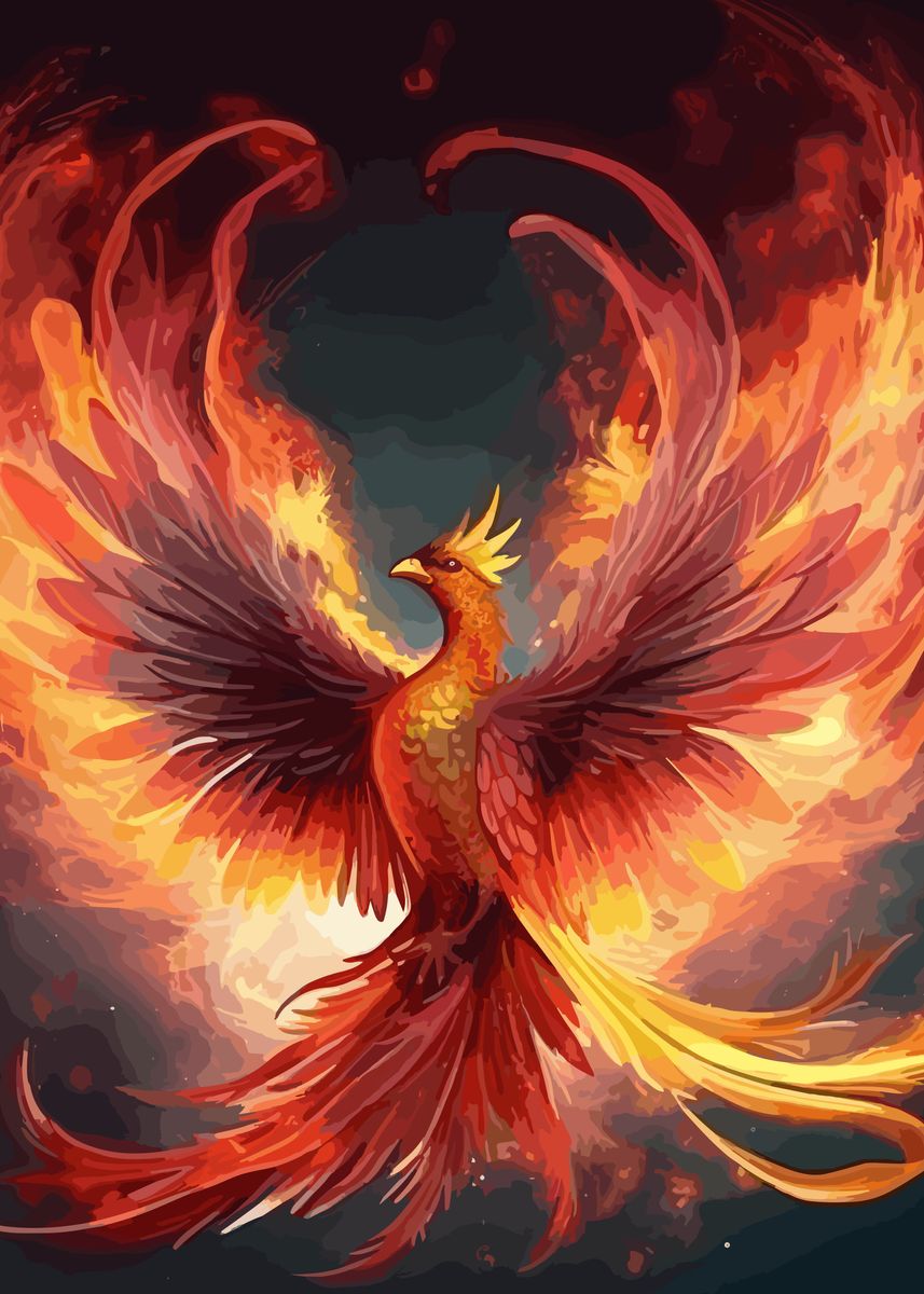 'Fiery Phoenix' Poster, picture, metal print, paint by Kiana Russel ...
