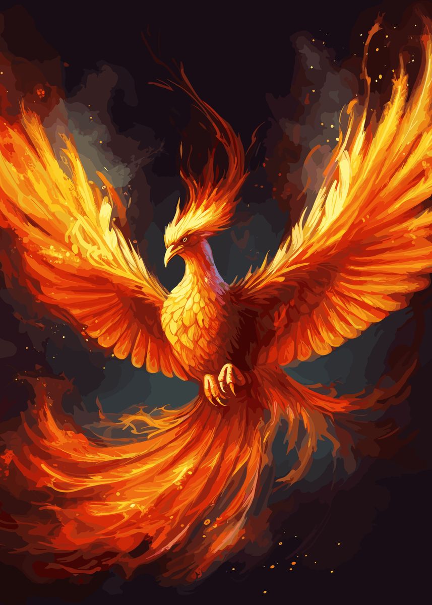 'Fiery Phoenix' Poster, picture, metal print, paint by Bruce Reader ...