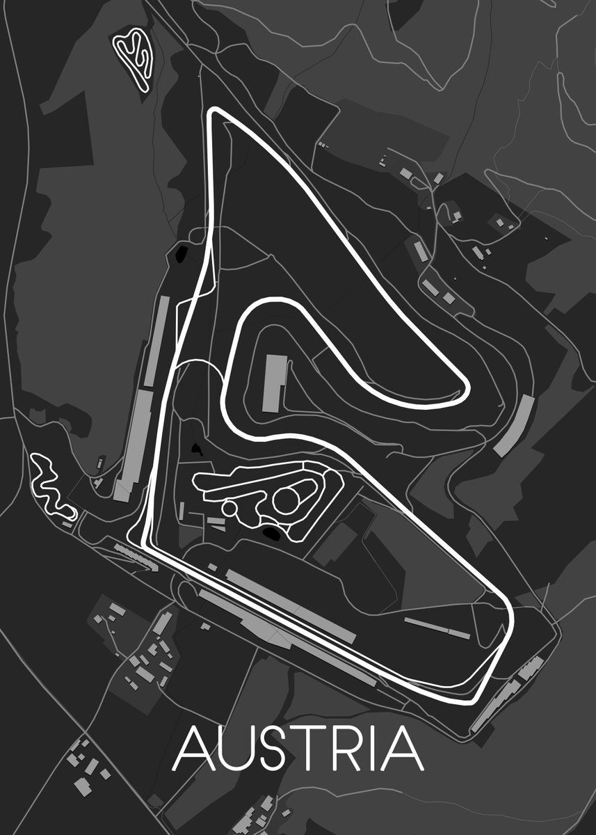 'Austria Racing Track Map' Poster, picture, metal print, paint by Sam ...