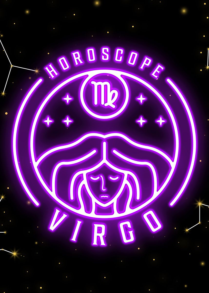 'Virgo neon zodiac' Poster, picture, metal print, paint by Game On ...