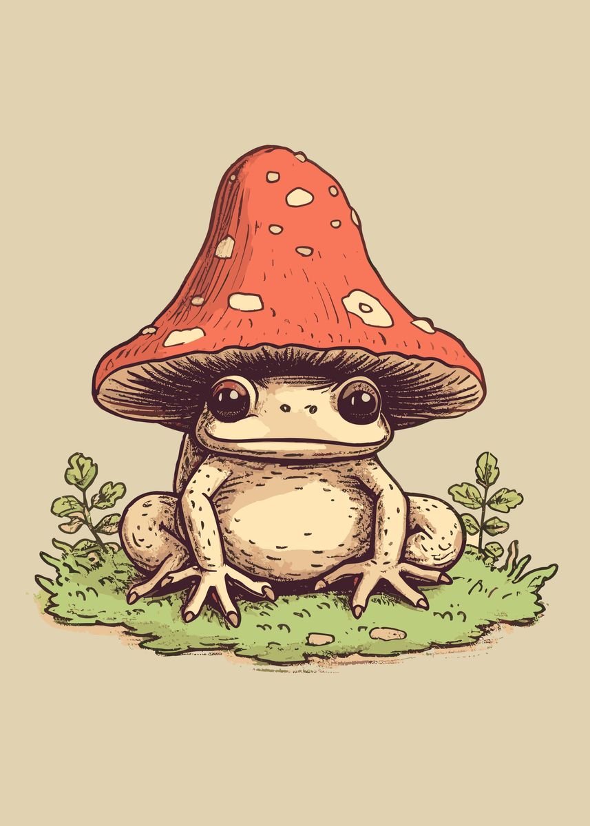 'Frog Mushroom Cute ' Poster by MICHELLE RHOADS | Displate
