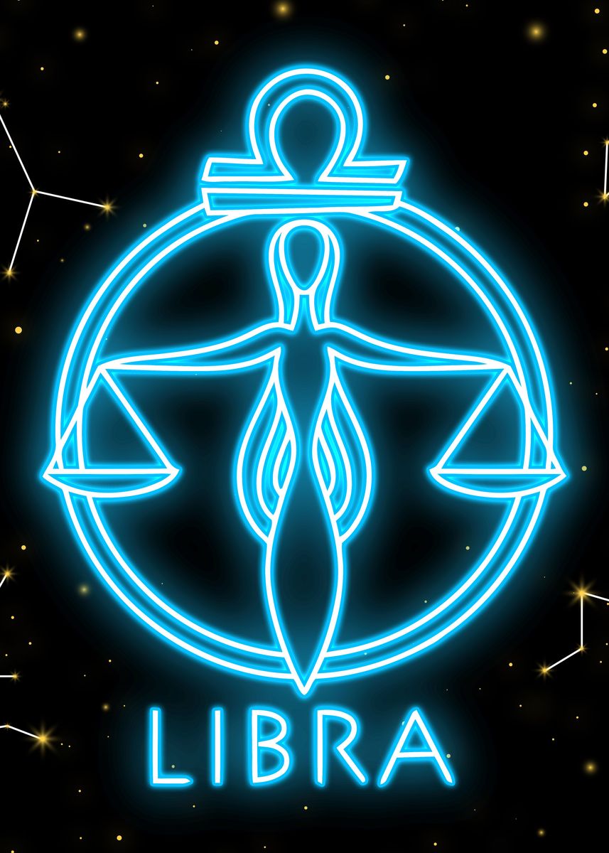'libra neon zodiac' Poster, picture, metal print, paint by Game On ...