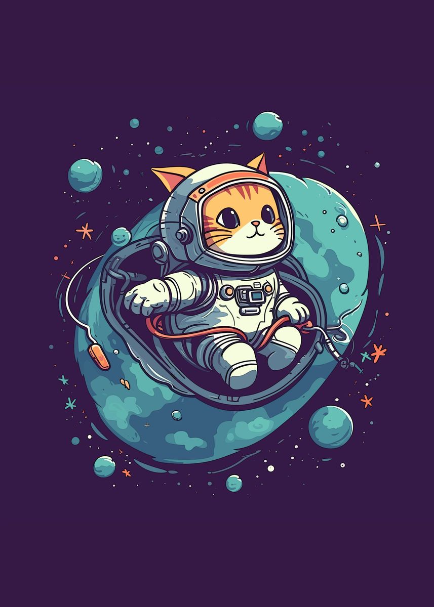 'cute cat astronaut' Poster by Patsy Montoya | Displate