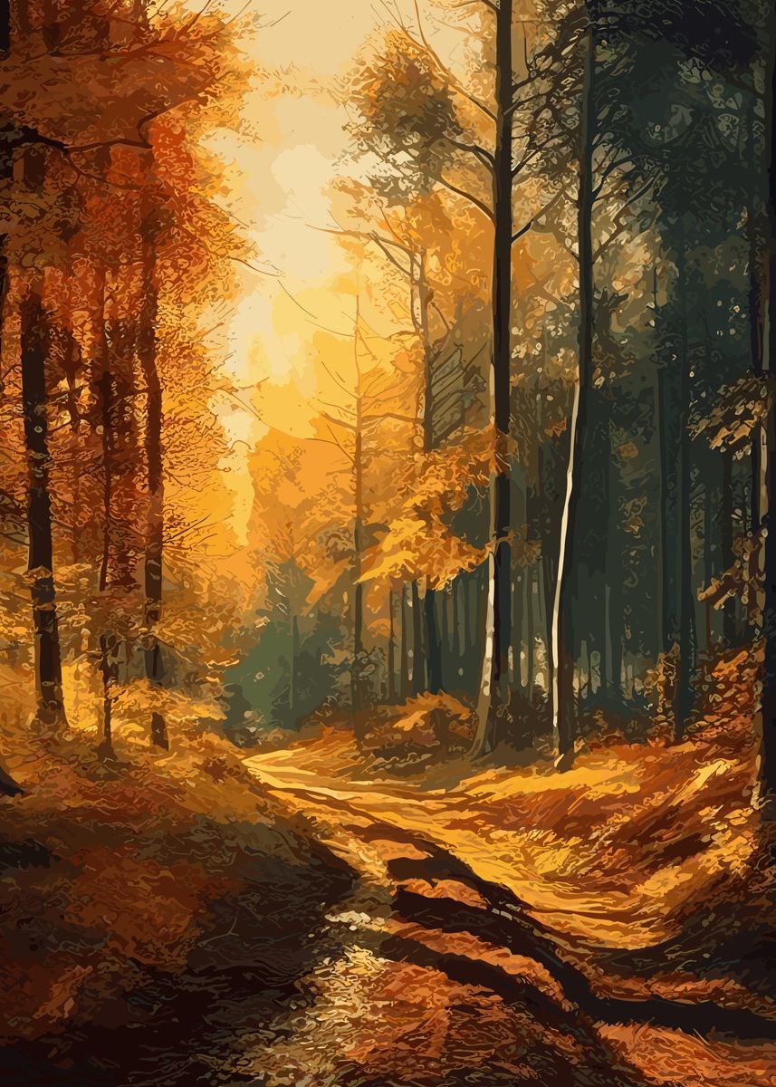 'Beautiful Autumn Forest' Poster, picture, metal print, paint by Violet ...