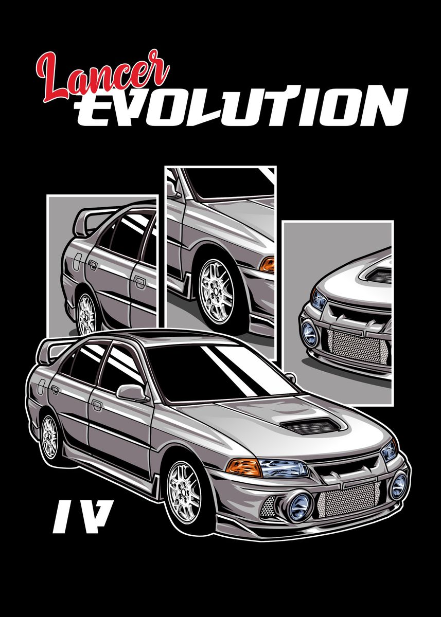 'Lancer Evolution IV 4' Poster, picture, metal print, paint by The ...