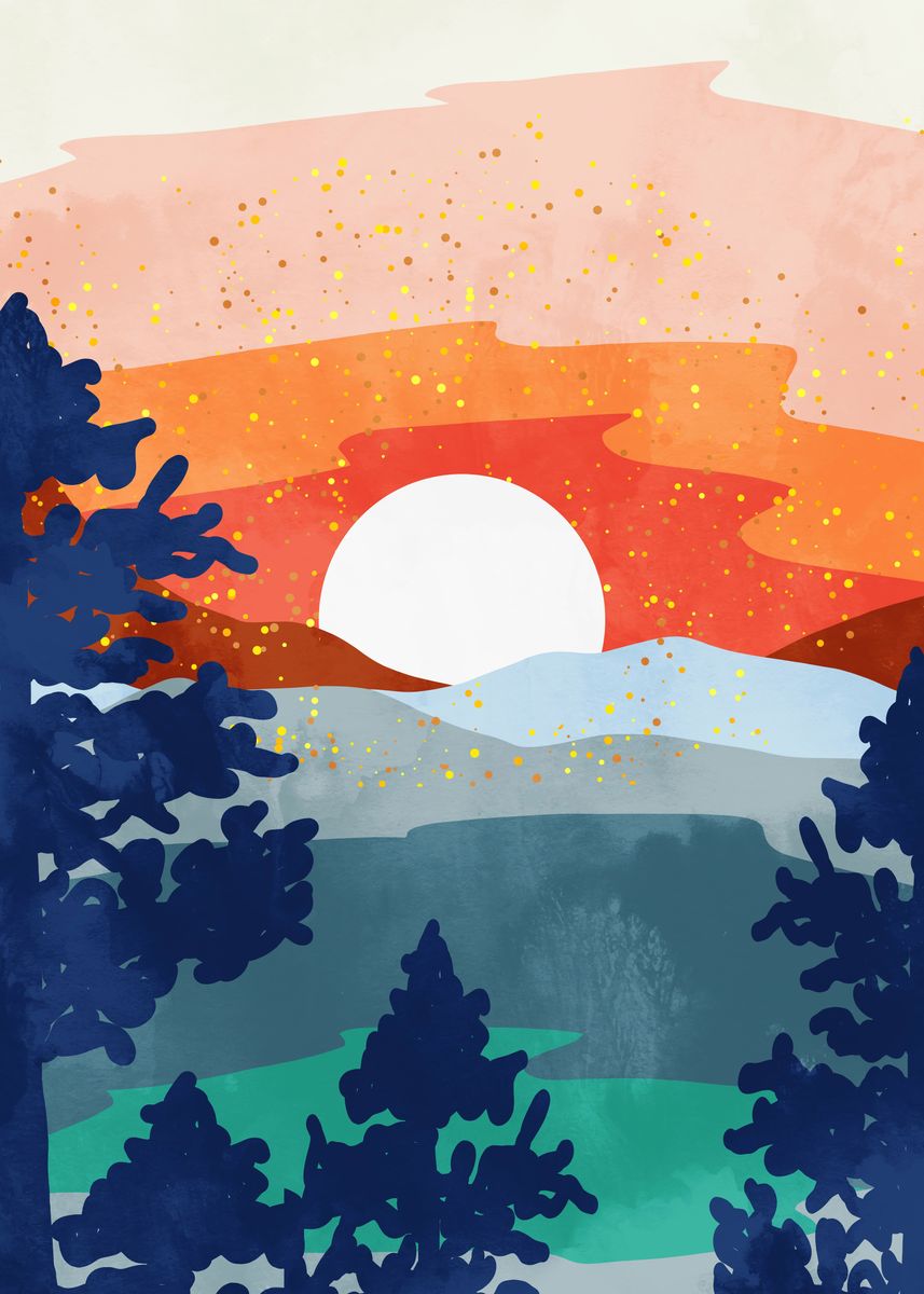 'A Magical Sunset' Poster, picture, metal print, paint by 83 Oranges by ...