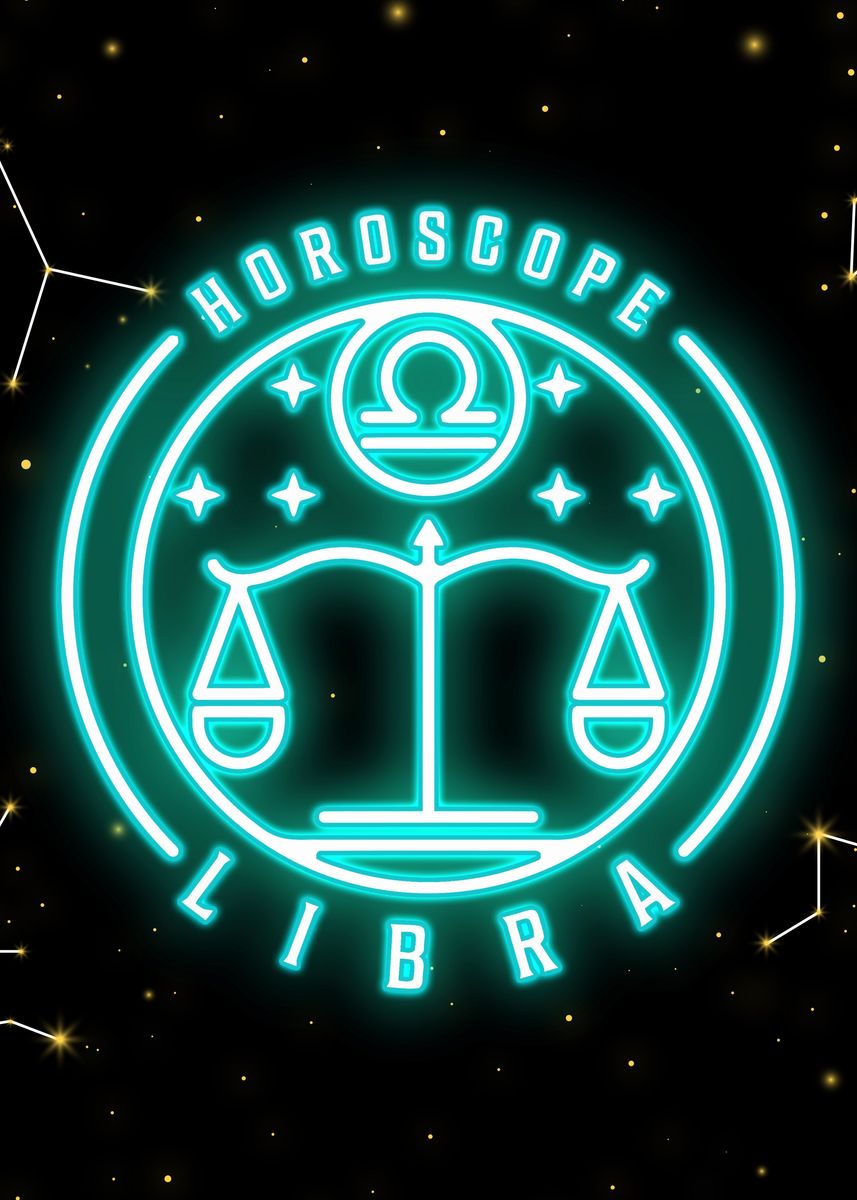 'libra neon zodiac' Poster, picture, metal print, paint by Game On ...
