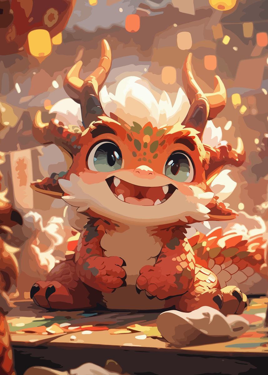'cute baby dragon' Poster, picture, metal print, paint by Samuel Justin ...