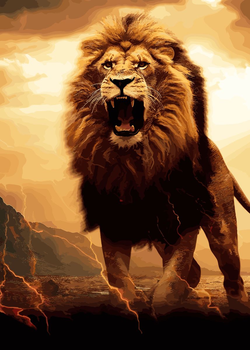 'Aggressive Angry Lion' Poster, picture, metal print, paint by Avleen ...