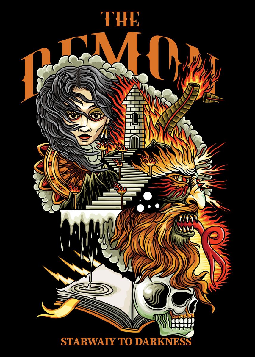 'Women Demon Stairs Text' Poster, picture, metal print, paint by hendra ...