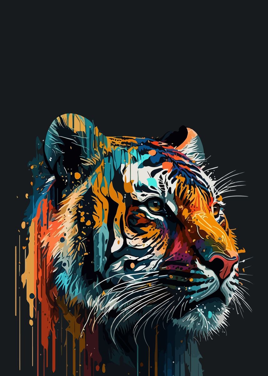 'Animal Tiger Head' Poster, picture, metal print, paint by Evani ...