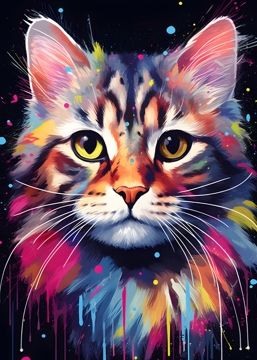 'Cute Cat Painting' Poster by Chris Nolan | Displate
