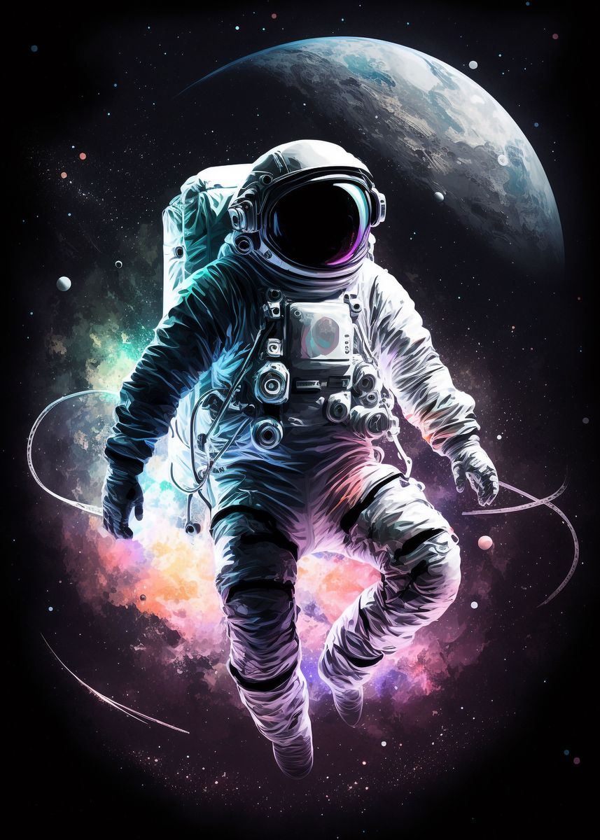 'Astronaut in space' Poster by VintageVoyage | Displate