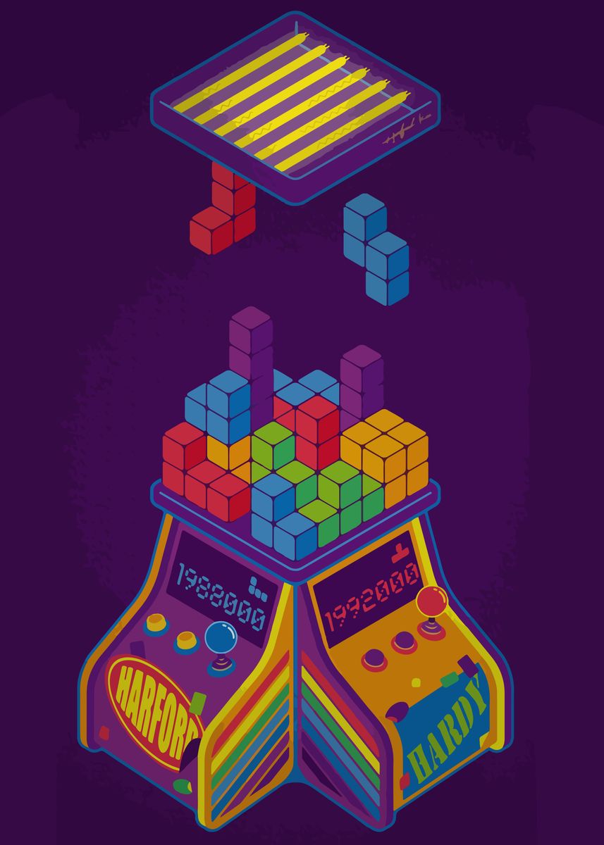 'Tetris game Retro' Poster, picture, metal print, paint by Dominik ...