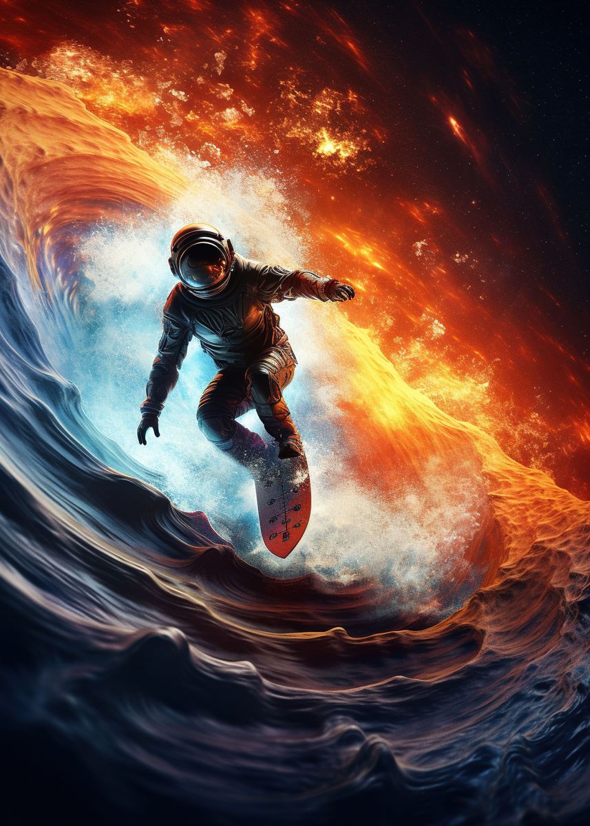 'Space Surfer' Poster, picture, metal print, paint by TESSERACT 07 ...