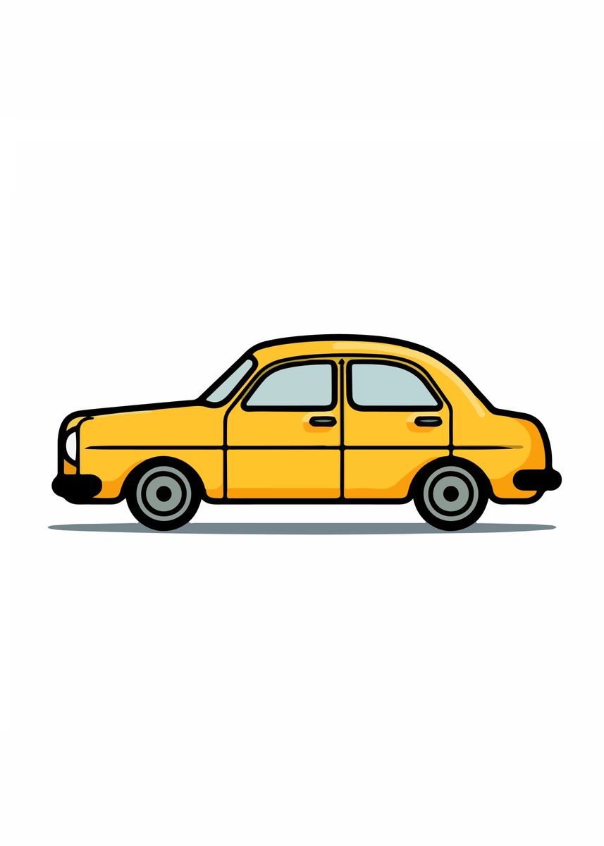 'Yellow Car Minimalist' Poster by RyukMiii | Displate