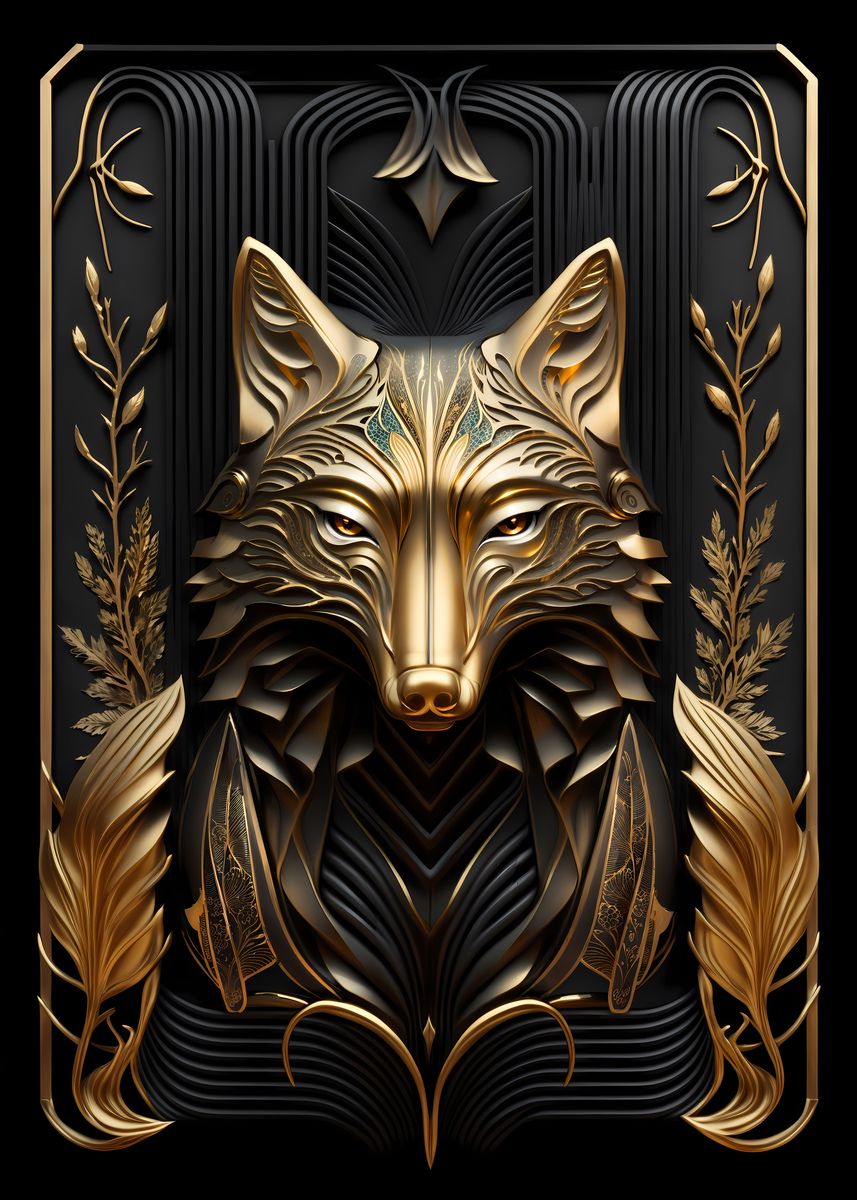 'The Golden Wolf Ruler' Poster, picture, metal print, paint by Luong ...