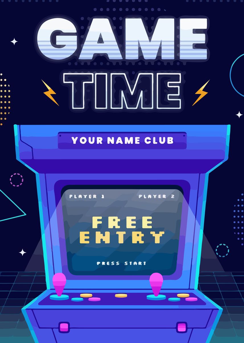 'Game Time Retro' Poster, picture, metal print, paint by Dominik Domen ...