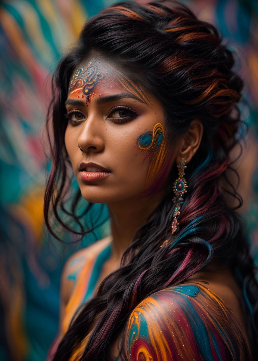 'Colorful Portrait' Poster, picture, metal print, paint by Rami | Displate