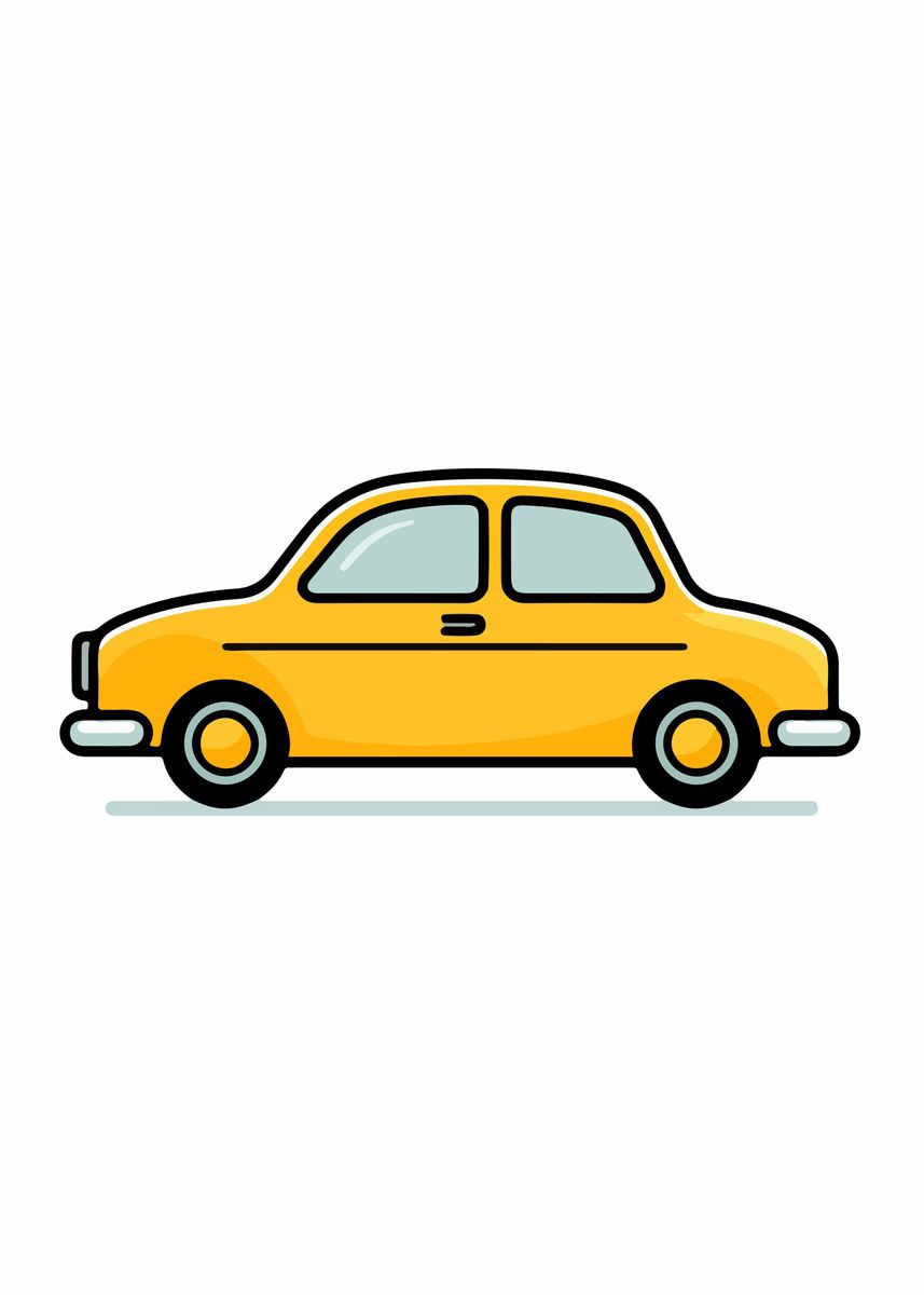 'Yellow Car Minimalist' Poster by RyukMiii | Displate