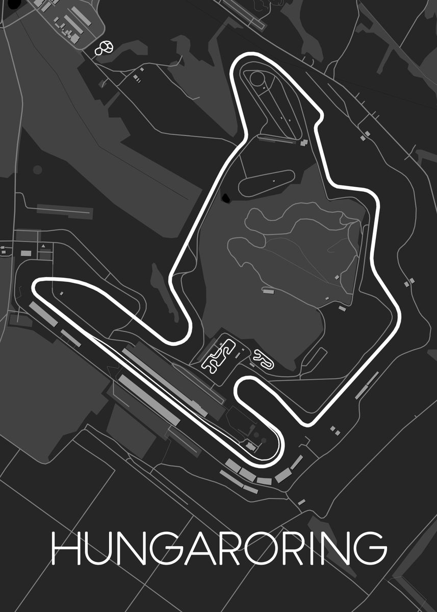 'Hungaroring Track Map' Poster by Sam Kal | Displate