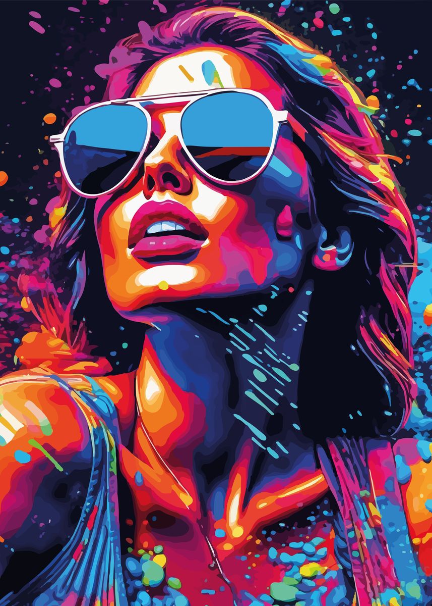 'Woman with Sunglasses' Poster, picture, metal print, paint by Garpe ...