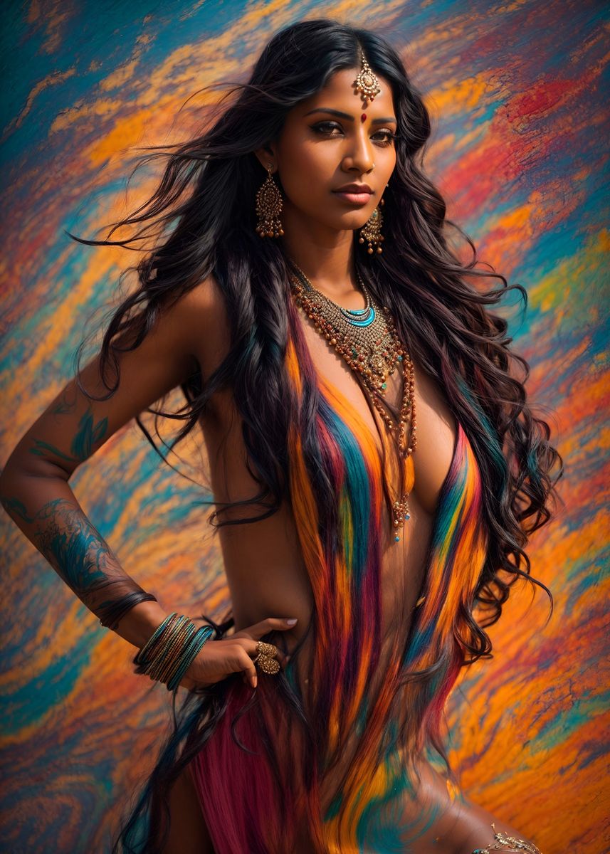 'Colorful Portrait' Poster, picture, metal print, paint by Rami | Displate