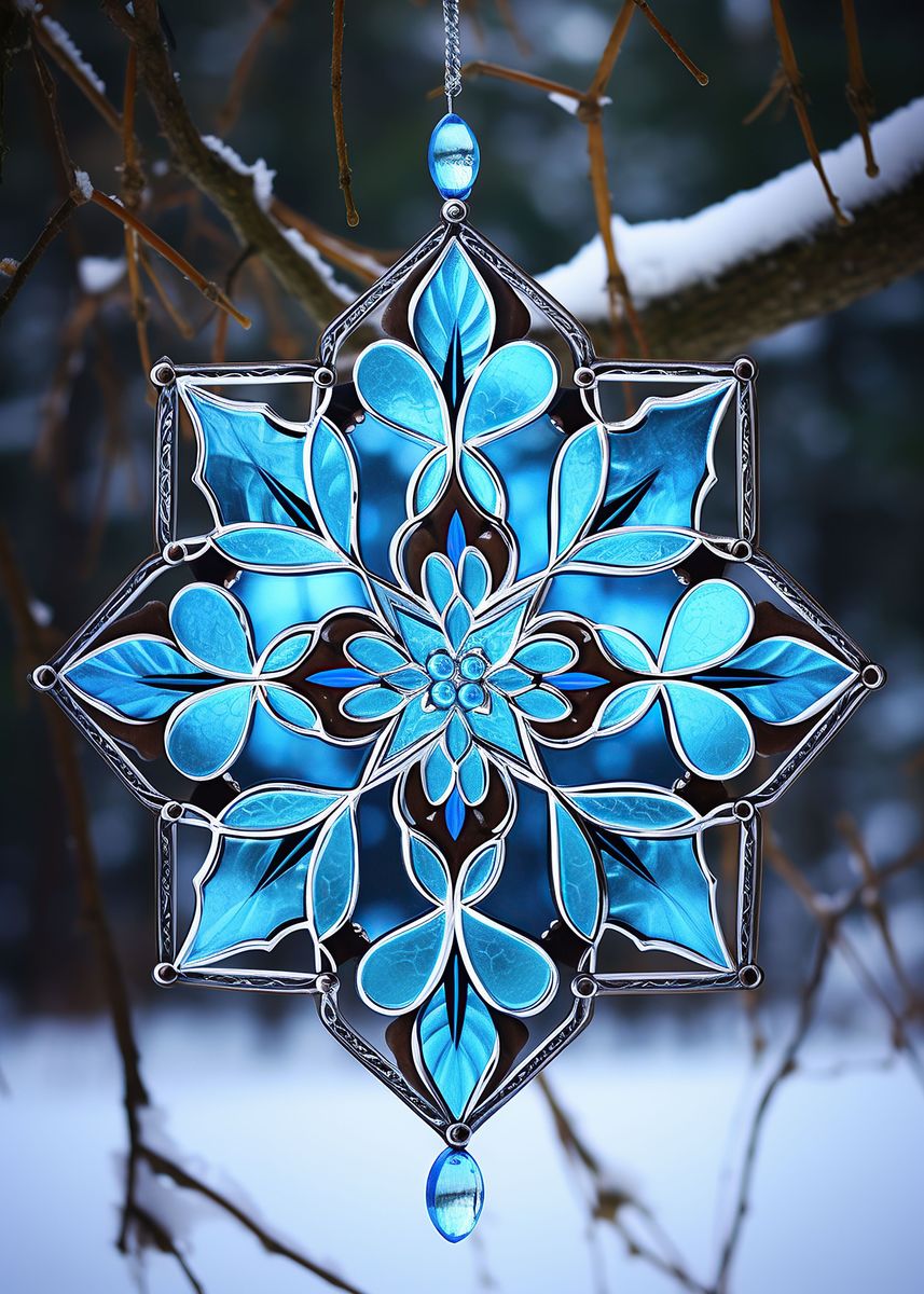 'Snowflake Fantasy in Frost' Poster, picture, metal print, paint by ...
