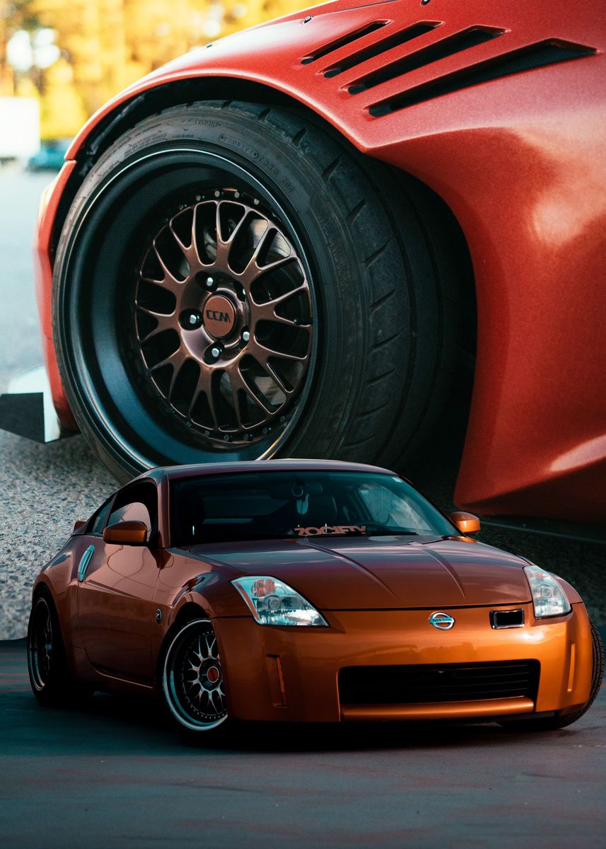 'orange jdm car' Poster, picture, metal print, paint by SAIDI ARTWORKS ...