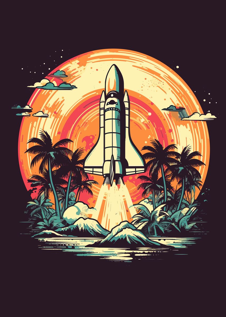 'spaceship pop art' Poster, picture, metal print, paint by BonitaRenner ...