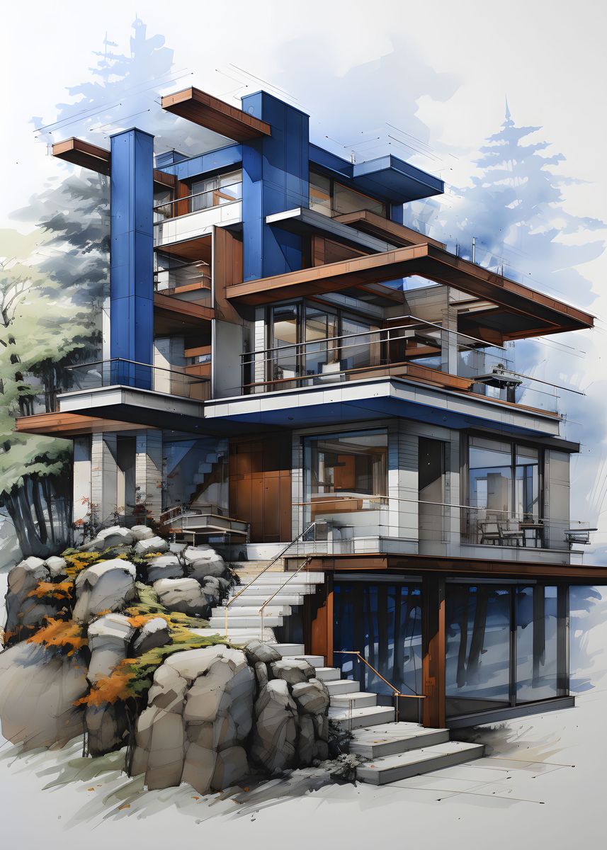 'Modern Architectural Visio' Poster, picture, metal print, paint by ...