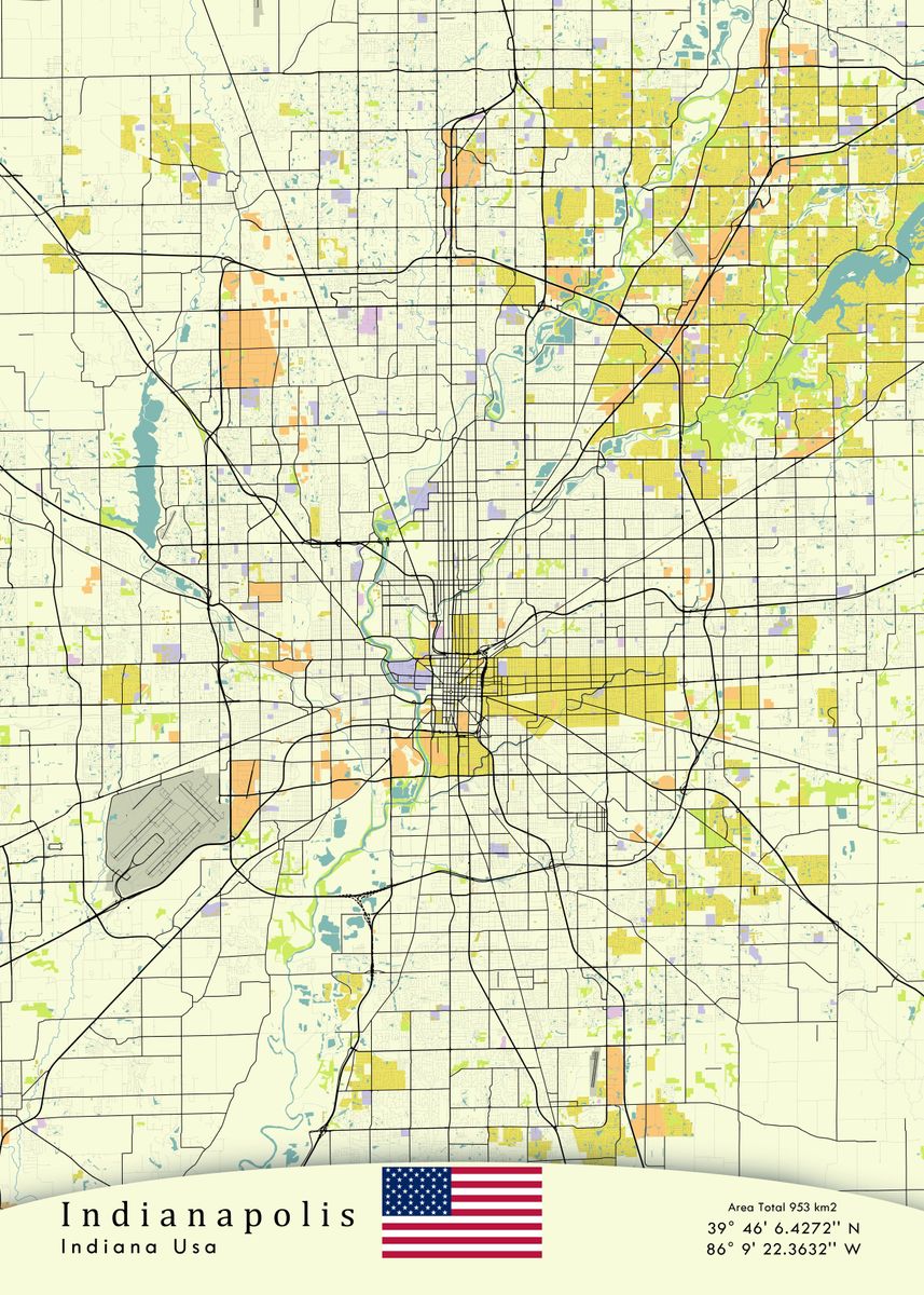 'Indianapolis Indiana Usa' Poster, picture, metal print, paint by Yates ...