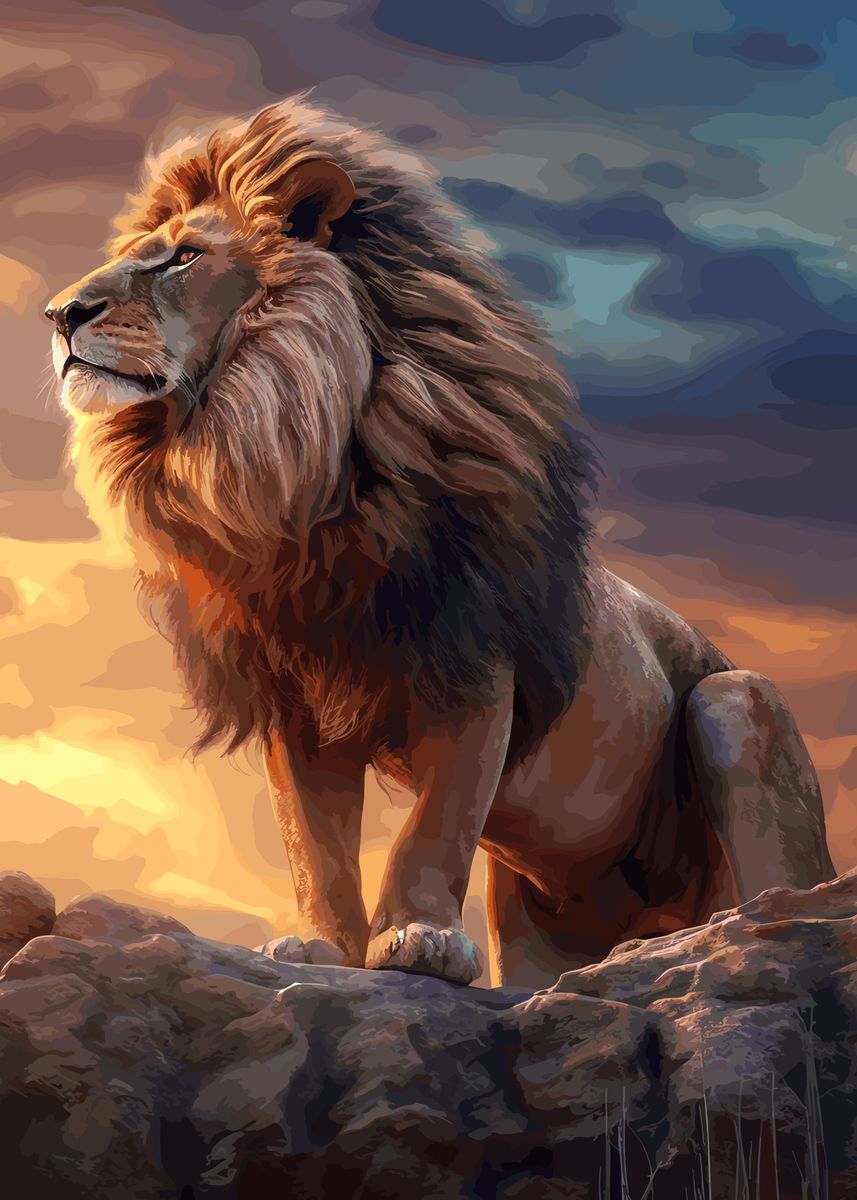 'Aggressive Angry Lion' Poster, picture, metal print, paint by Avleen ...