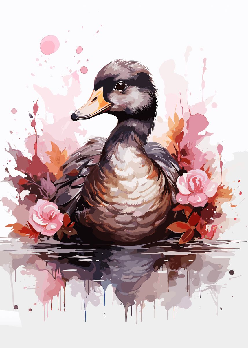 'Cute Duck Painting' Poster, picture, metal print, paint by Lamaan ...