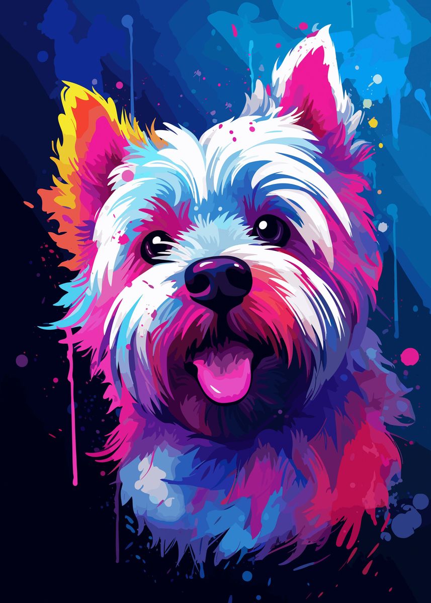 'Westie Portret' Poster, picture, metal print, paint by Aleksandras Palivonas | Displate