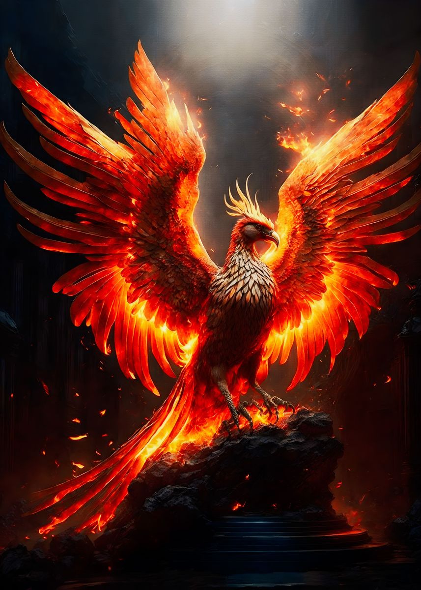 'Fire Phoenix' Poster, picture, metal print, paint by Dream Reality ...