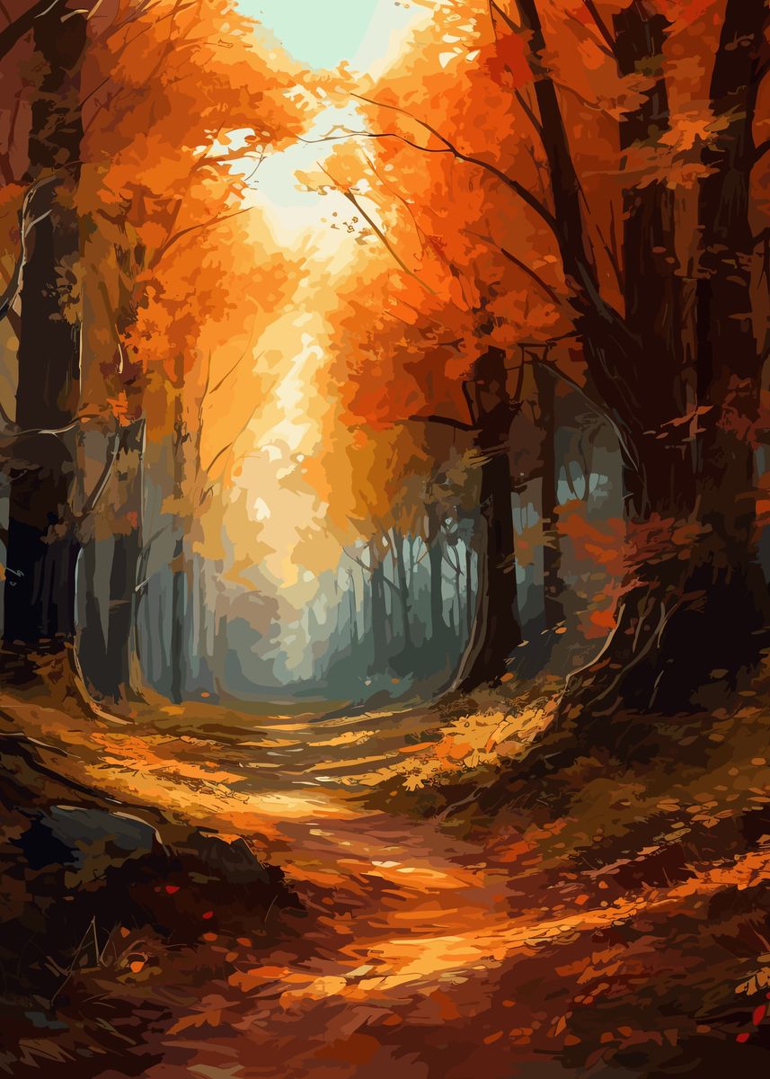 'Beautiful Autumn Forest' Poster, picture, metal print, paint by ...
