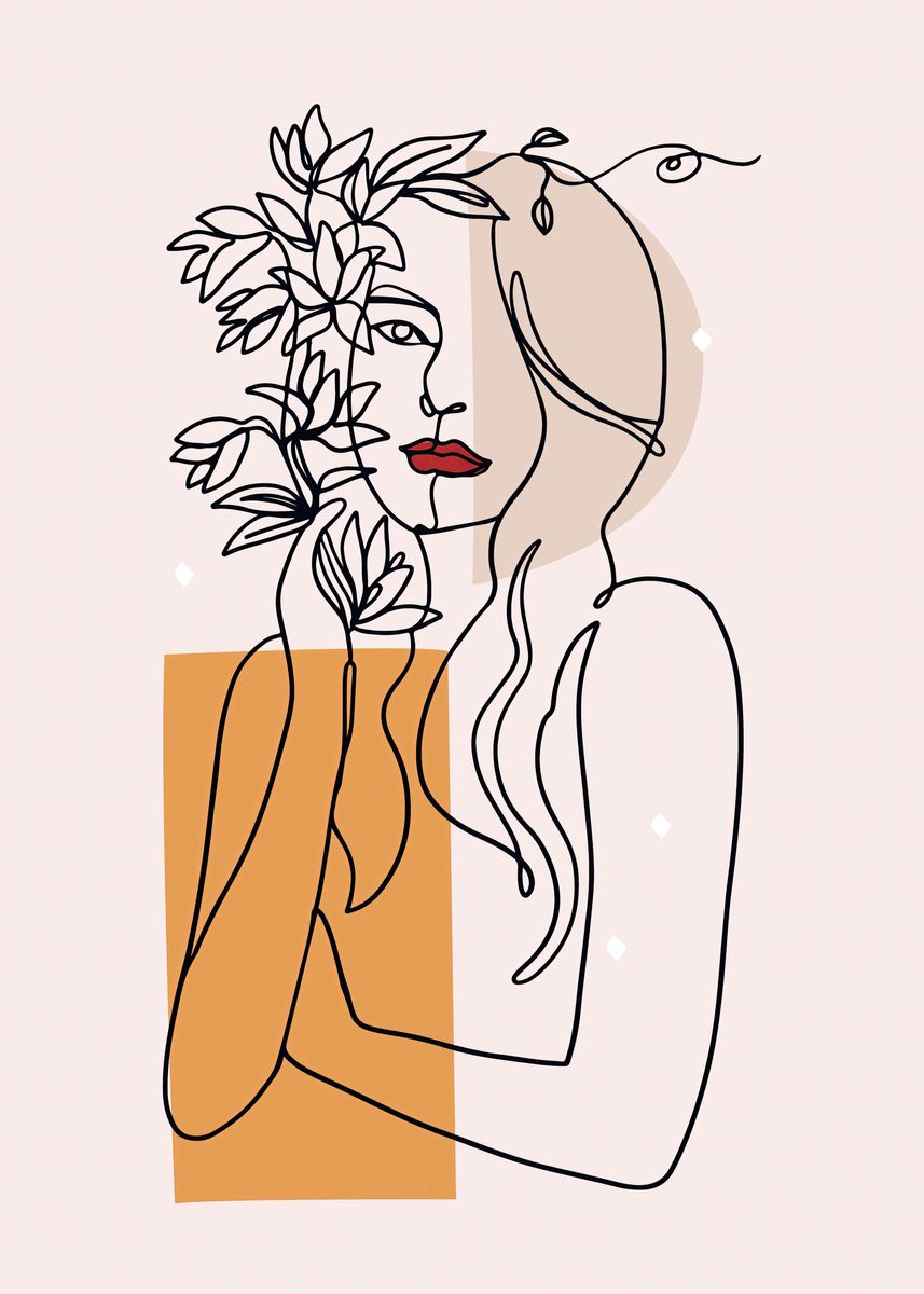 'Line Art Girl' Poster by AmberMary | Displate