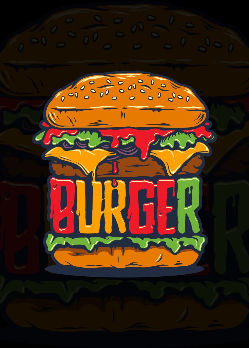'burger' Poster by fathar art | Displate