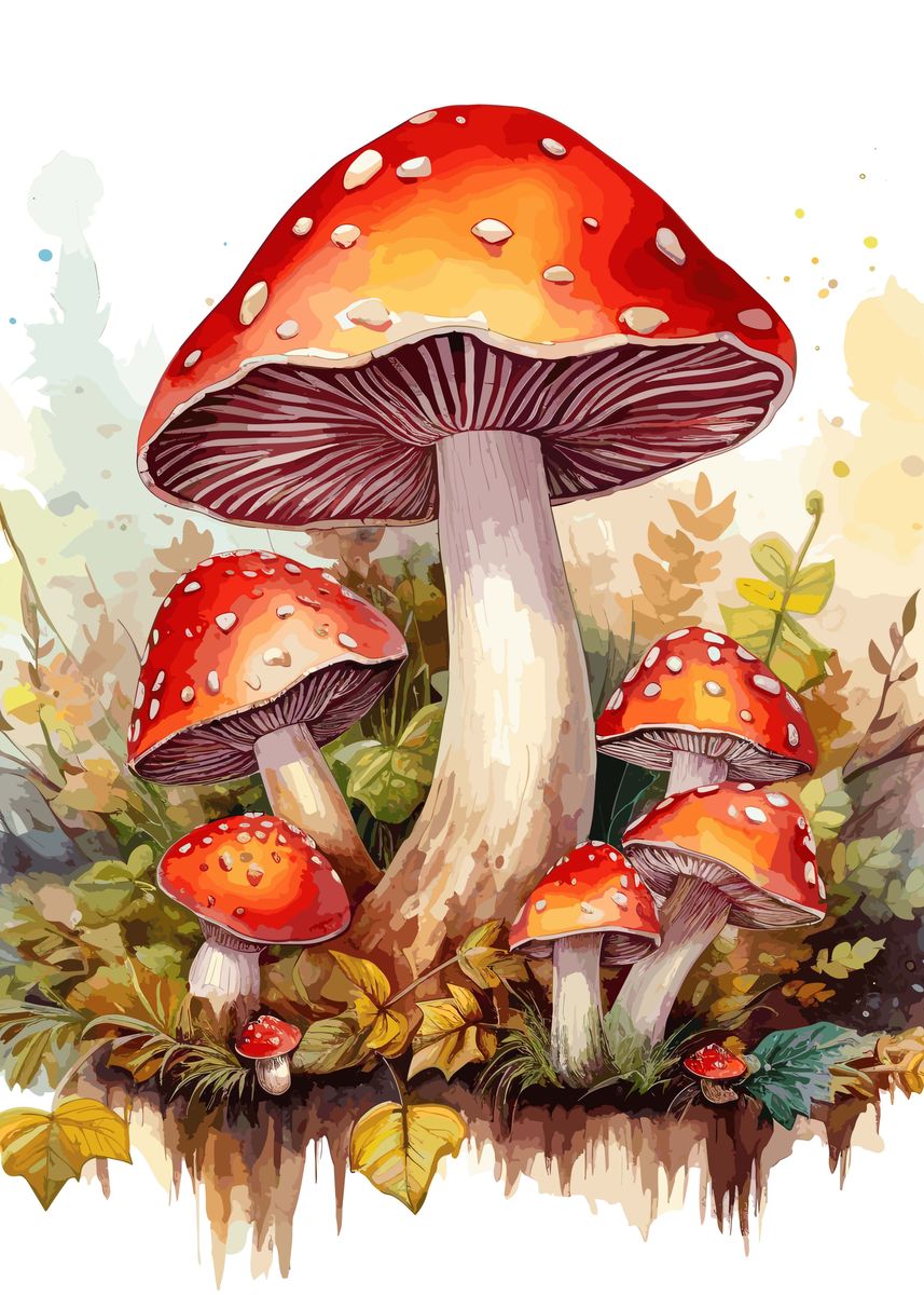 'Watercolor Mushroom' Poster, picture, metal print, paint by Floyd ...