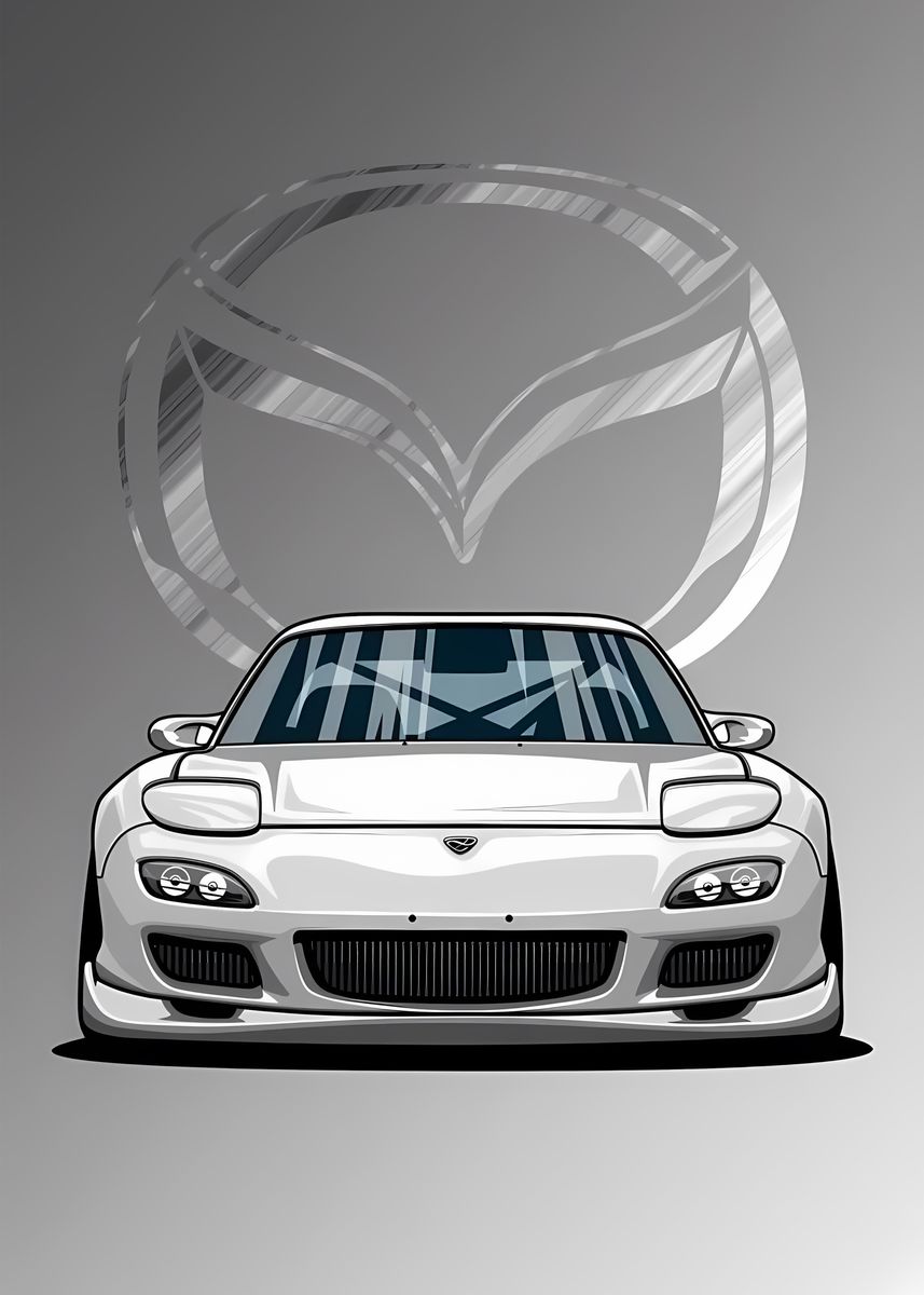 'Mazda RX7 Car' Poster, picture, metal print, paint by ALEX SHINDER ...