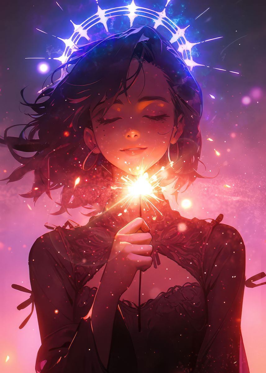 'Girl with sparkles' Poster, picture, metal print, paint by Xi Designs ...
