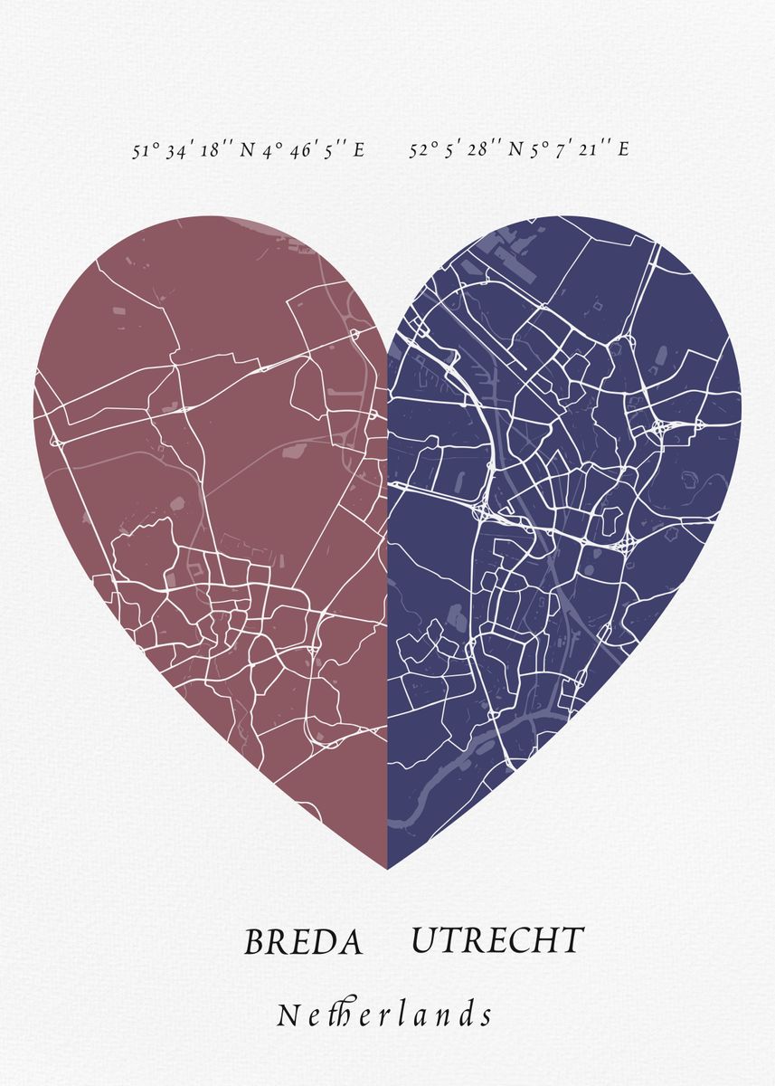 'Breda and Utrecht' Poster, picture, metal print, paint by Terrance ...