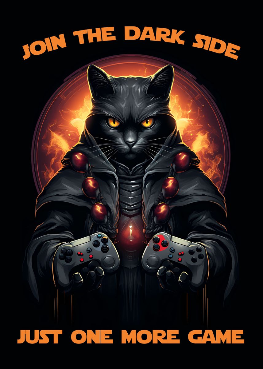 'Funny Cat Gamer' Poster, picture, metal print, paint by ThomasDHaley ...
