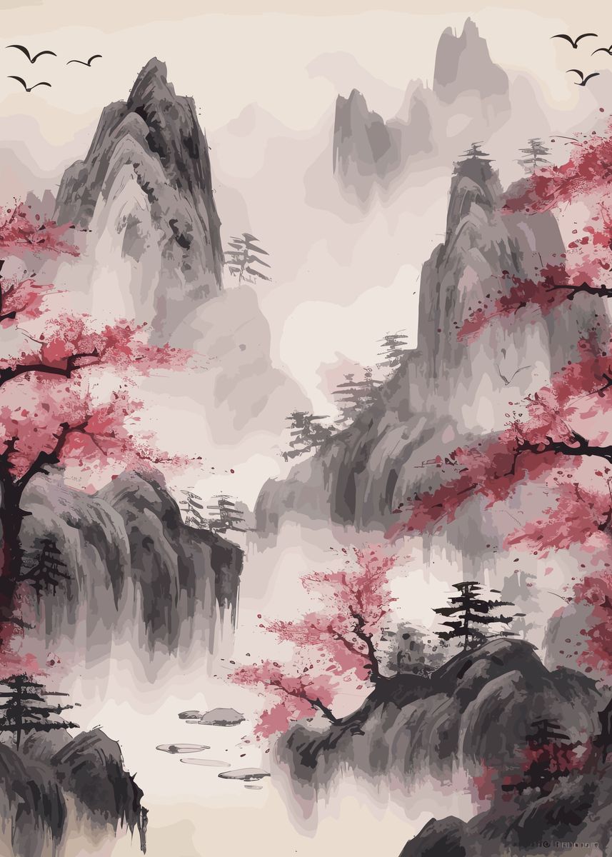 'Japan Ink Wash Painting' Poster, picture, metal print, paint by ...